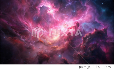 Pink space nebula clouds among star pigsのイラスト素材 [118009729] - PIXTA