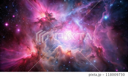 Pink space nebula clouds among star pigsのイラスト素材 [118009730] - PIXTA