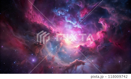 Pink space nebula clouds among star pigsのイラスト素材 [118009742] - PIXTA
