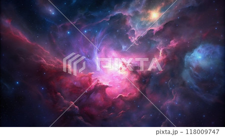 Pink space nebula clouds among star pigsのイラスト素材 [118009747] - PIXTA