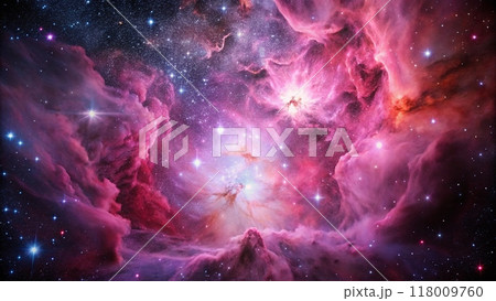 Pink space nebula clouds among star pigsのイラスト素材 [118009760] - PIXTA