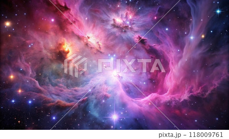Pink space nebula clouds among star pigsのイラスト素材 [118009761] - PIXTA