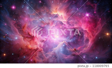 Pink space nebula clouds among star pigsのイラスト素材 [118009765] - PIXTA