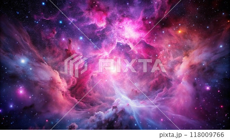 Pink space nebula clouds among star pigsのイラスト素材 [118009766] - PIXTA
