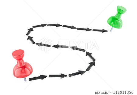 Distance between two push pins. 3D renderingのイラスト素材 [118011356] - PIXTA