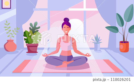 A calming vector illustration of a woman...のイラスト素材 [118026201] - PIXTA