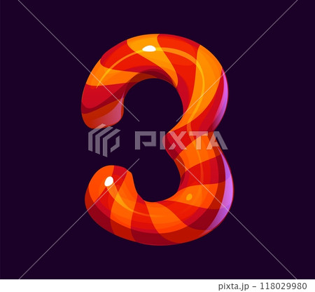 Number three Halloween font, cartoon evil type,...のイラスト素材 [118029980 ...