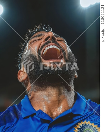 Close-up of male cricketer face emotionally...のイラスト素材 [118031121] - PIXTA