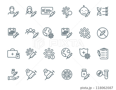 Set of Medical Vaccination Linear icons....のイラスト素材 [118062087] - PIXTA
