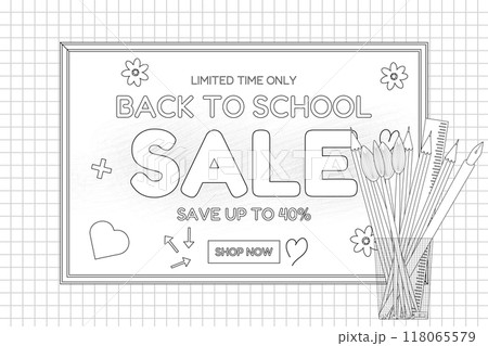 Back to School Sale Coloring Pageのイラスト素材 [118065579] - PIXTA
