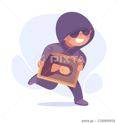 Man Criminal Escape with Picture Commit Crime...のイラスト素材 [118068958] - PIXTA