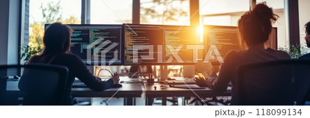 Group of programmers working on code during...のイラスト素材 [118099134] - PIXTA