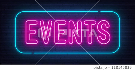 Event neon sign in frame on brick wall background.のイラスト素材 [118145839 ...