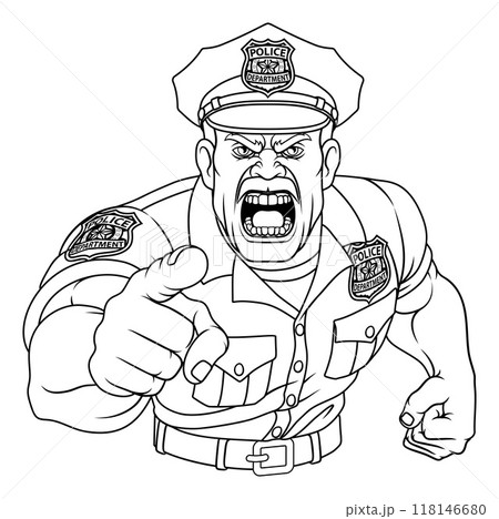 Policeman Angry Police Man Cartoon Character Copのイラスト素材 [118146680] - PIXTA