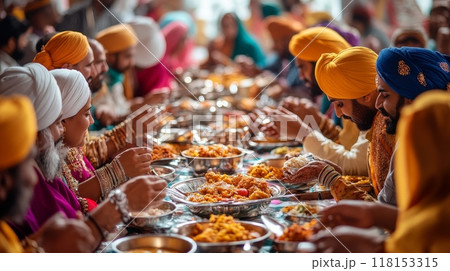Diverse group of Sikh people sharing a...のイラスト素材 [118153315] - PIXTA