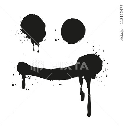 An abstract black ink smiley face with ink...のイラスト素材 [118155477] - PIXTA