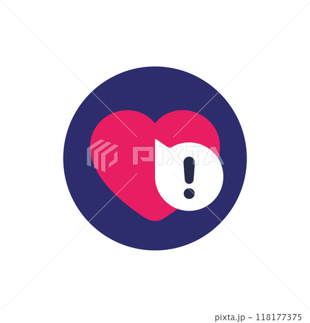 Heart warning icon, flat vectorのイラスト素材 [118177375] - PIXTA