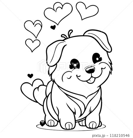 Happy Valentines Day Puppy dog love...のイラスト素材 [118210546] - PIXTA