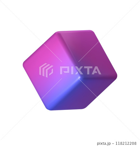 Abstract violet 3D cube illustration, isolated...のイラスト素材 [118212208 ...