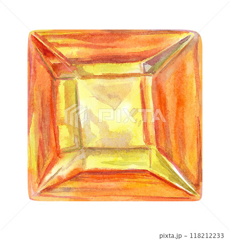 Crystal four sided faceted gem hand painted in...のイラスト素材 [118212233 ...