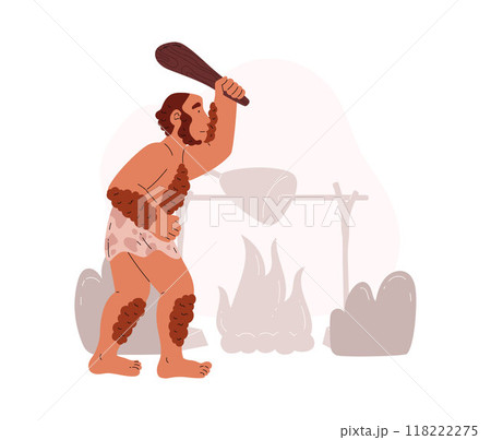 Prehistoric man with club vector illustrationのイラスト素材 [118222275] - PIXTA
