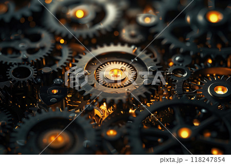 Complex mechanical silhouette composed of...のイラスト素材 [118247854] - PIXTA