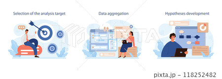 Predictive analytics set. Process of using data...のイラスト素材 [118252482] - PIXTA