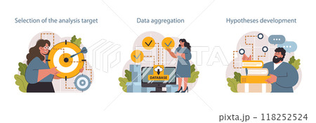 Predictive analytics set. Process of using data...のイラスト素材 [118252524] - PIXTA