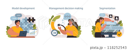 Predictive analytics set. Process of using data...のイラスト素材 [118252543] - PIXTA