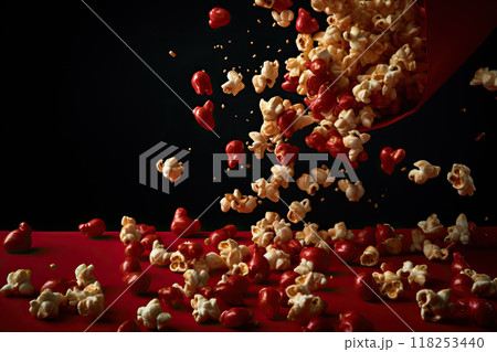 Dynamic Popcorn Tumbling from Paper Cone on...のイラスト素材 [118253440] - PIXTA