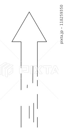 Black outlined arrow pointing upwards, trailing...のイラスト素材 [118259350 ...