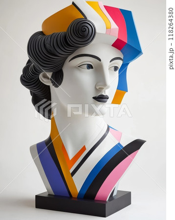 Colorful Modern Art Deco Sculpture of a Woman Bustのイラスト素材 [118264380 ...
