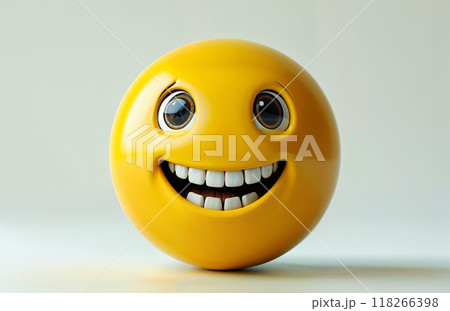 Smiley emoticon. Emoticon face. 3d render.のイラスト素材 [118266398] - PIXTA