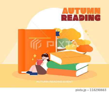 Autumn Reading, Text Hip Illustrationのイラスト素材 [118290663] - PIXTA