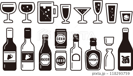 いろいろな種類のお酒イラストセットのイラスト素材 [118293759] - PIXTA