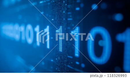 Blue digital data code on screen. electronic...のイラスト素材 [118326993] - PIXTA