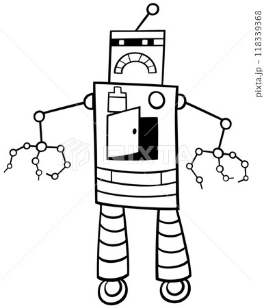 cartoon angry robot fantasy character coloring...のイラスト素材 [118339368 ...