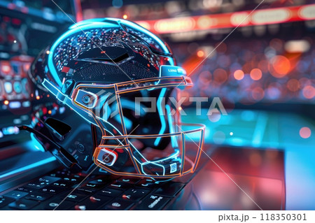 Digital Football Helmet Displaying Betting Odds...のイラスト素材 [118350301 ...