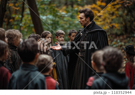 Dracula instructs a group of intrigued humans...のイラスト素材 [118352944] - PIXTA