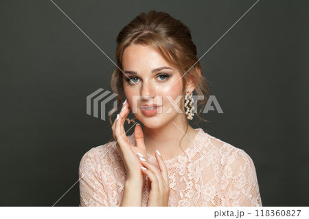 Cheerful female model with healthy skin,...の写真素材 [118360827] - PIXTA