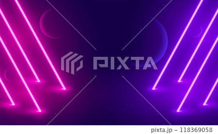 beam of neon glowing light rods stage backgroundのイラスト素材 [118369058] - PIXTA