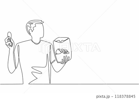 Continuous one line drawing handsome man...のイラスト素材 [118378845] - PIXTA