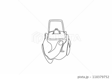 Single one line drawing man's hand holding a...のイラスト素材 [118379752] - PIXTA