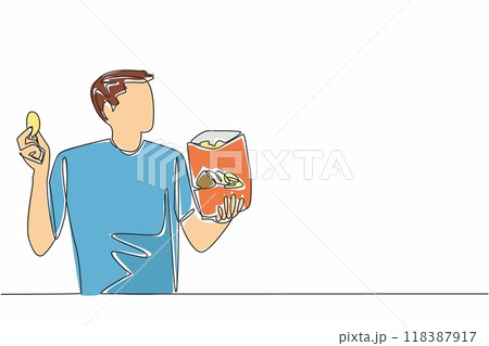 Continuous one line drawing handsome man...のイラスト素材 [118387917] - PIXTA