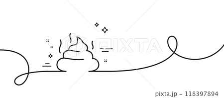 Feces line icon. Continuous one line with curl....のイラスト素材 [118397894 ...