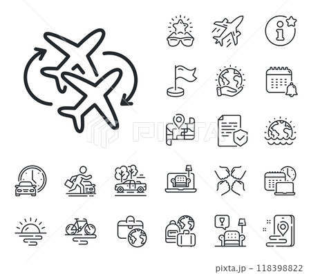 Change airplane sign. Plane jet, travel map and...のイラスト素材 [118398822 ...