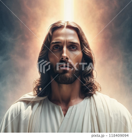 Portrait of a Man Dressed as Jesus. White robe....のイラスト素材 [118409094 ...