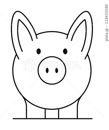 Adorable pig with large ears and round snout,...のイラスト素材 [118433580] - PIXTA