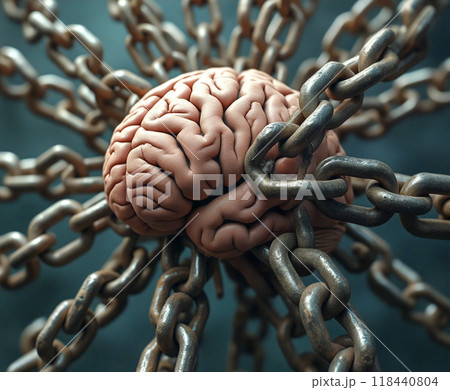 Human brain trapped and bound by heavy chainsのイラスト素材 [118440804] - PIXTA