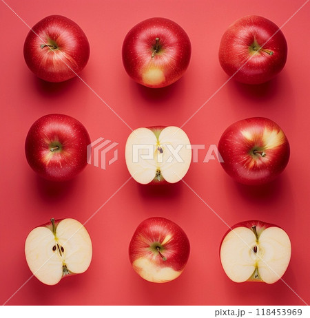 red apples pattern on pastel red background,...のイラスト素材 [118453969] - PIXTA
